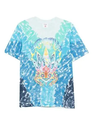 Casablanca Casual Crew-neck Tie-dye T-shirt In Organic Cotton - Blu