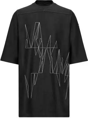 Moncler Oversized Short-sleeved Crewneck Tee With Geocamo Detail And Embroidered Logo Patch - Nero