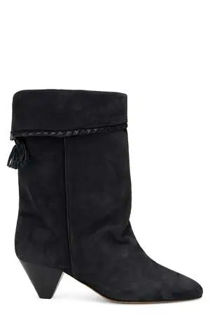 Isabel Marant Étoile Style Cone-heel Ankle Boots With Rolled Finish - Black