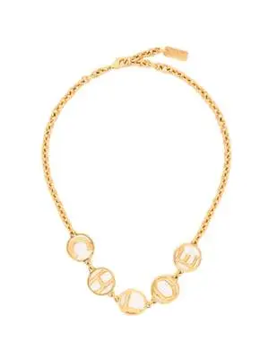 Chloé Adjustable Metal Logo Plate Bracelet In Brass - Oro