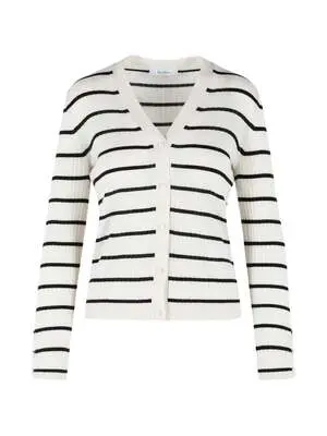 Max Mara Slim Fit Cashmere-silk Sweater With Wide V-neckline - Bianco