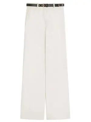 MAX MARA MAX MARA STUDIO Cady Wide-Leg Trousers With Nappa Leather Belt