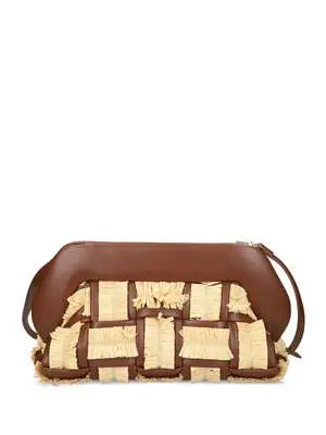 THEMOIRE Leather And Raffia Shoulder Bag - Marrone