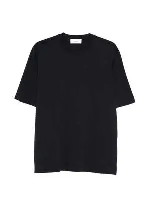 LARDINI Cotton And Silk Blend Crewneck T-shirt - Blu