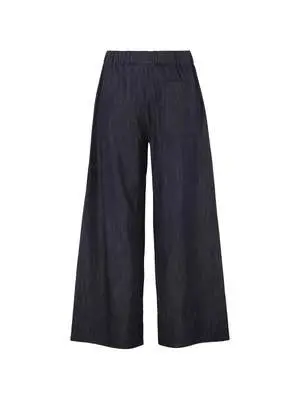 Max Mara Garment-washed Cotton Denim Wide-leg Trousers - Blu