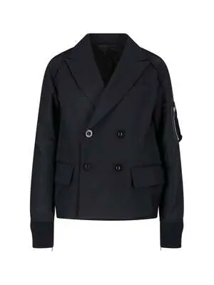 Sacai Asymmetrical Layered Jacket - Black