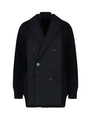 Sacai Hybrid Double-breasted Blazer With Contrasting Sleeves