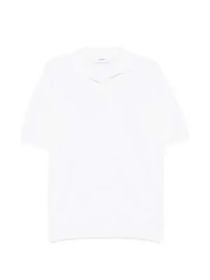 LARDINI Lardini Men's Linen-Cotton Notched Neck Short-Sleeve T-Shirt With Ribbed Hems Bianco