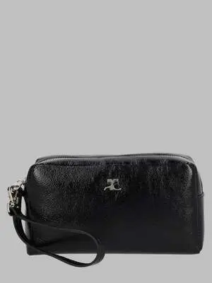 COURREGES Varnished Cow Leather Clutch - Black