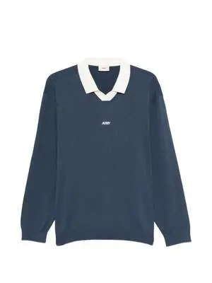 AUTRY Autry Unisex Front Embroidered Logo T-Shirt With Contrast Neckline And Ribbed Hems Blu