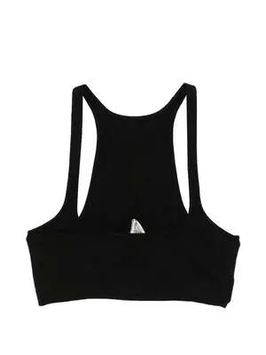 Rick Owens Racerback Cropped Cotton Tank - Nero
