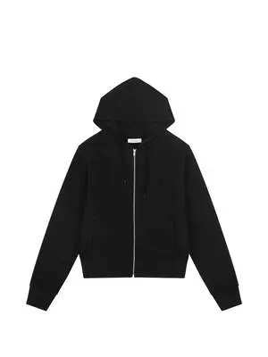 ENTIRE STUDIOS Non-detachable Hood Drawstring Zip-up Sweatshirt With Ribbed Cuffs & Hem - Nero