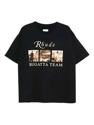 Rhude Crew Neck T-shirt With Front Print - Nero
