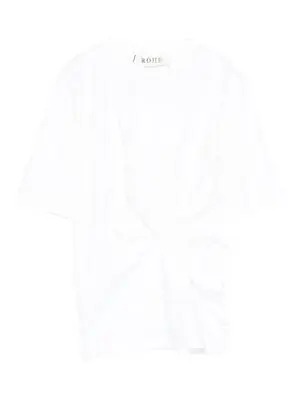 RÓHE Twisted Asymmetrical Cotton Crewneck With Elbow-length Sleeves