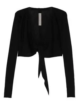 Rick Owens Wrap-around Wool V-neck Sweater - Nero