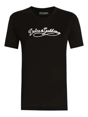 Dolce & Gabbana Crewneck T-shirt With Embroidered Logo - Nero