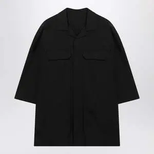 Rick Owens Camp Collar Shirt With Concealed Button Placket, Drop Shoulder & Chest Pockets