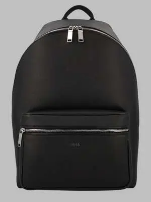 BOSS Recycled Material Leather Backpack - Black