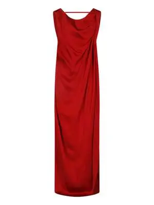 MAISON MARGIELA Acetate Silk Midi Dress - Red