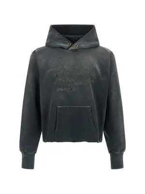 MAISON MARGIELA Logo Embroidered Cotton Hoodie With Raw-cut Hem