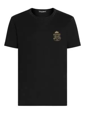 Dolce & Gabbana Crew Neck T-shirt With Heraldic Patch - Nero