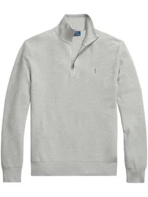 Polo Ralph Lauren Mockneck Quarter-zip Sweater With Embroidered Pony - Grigio