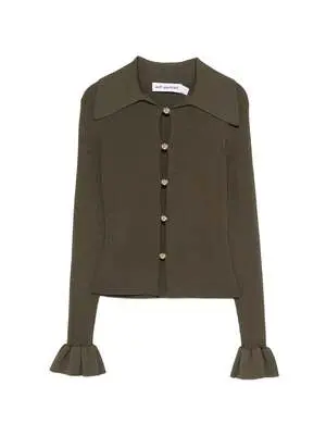 SELF-PORTRAIT Oversized Collar Button-front Shirt With Keyhole Detail