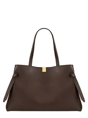 Yuzefi Pebble-grain Leather Tote Bag - Brown
