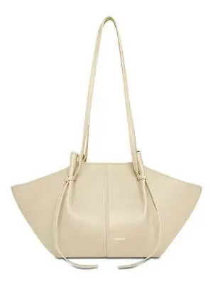 Yuzefi Pebbled Leather Tote Bag With Knotted Details - Ivory