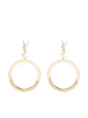 Saint Laurent Cassandre Hoop Pendant Earrings - Oro