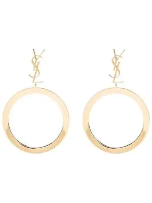Saint Laurent Cassandre Hoop Pendant Earrings - Oro