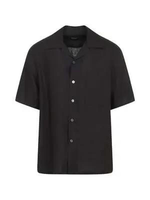 Zegna Regular-fit Linen Cuban Collar Button-down Shirt With Chest Pocket