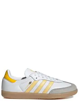 Adidas Samba-inspired Sneakers For With Leather Upper & Serrated 3-stripes - Bianco