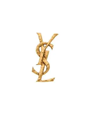 Saint Laurent Cassandre Hammered Mini Clip-on Earring - Oro