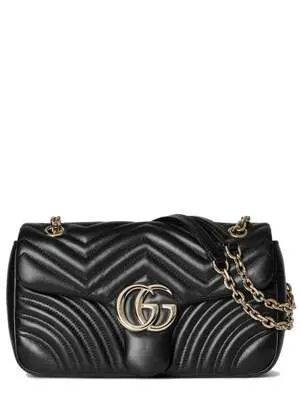 Gucci Mini Quilted Chevron Lambskin Shoulder Bag With Sliding Chain Strap, 15cm X 26cm X 7cm - Nero