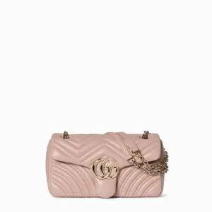Gucci Height 15 Cm; Width 26 Cm; Depth 7 Cm Matelassé Chevron Lambskin Leather Shoulder Bag With Double G - Rosa