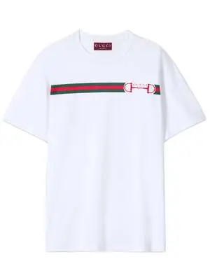 Gucci Web Print Horsebit Embroidered Crewneck T-shirt