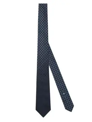 Gucci Gg Jacquard Silk Neck Tie - Blu