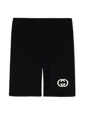 Gucci Interlocking G Intarsia Fine Rib Viscose Shorts - Nero