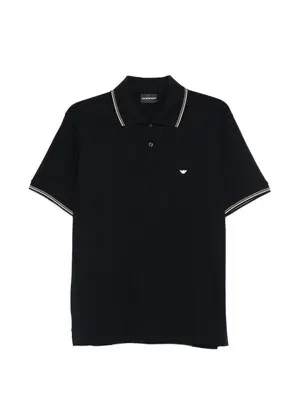 Emporio Armani Logo Cotton Polo Shirt - Blue