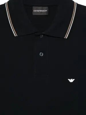 Emporio Armani Logo Cotton Polo Shirt - Blue
