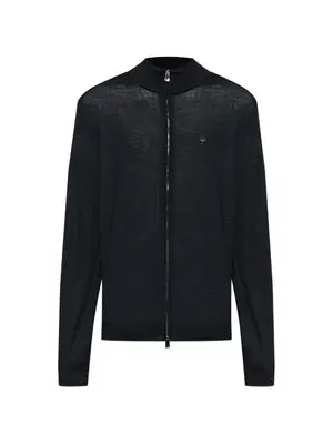 Emporio Armani Zip-up Fine Knit Wool Cardigan