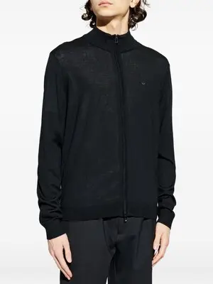 Emporio Armani Zip-up Fine Knit Wool Cardigan