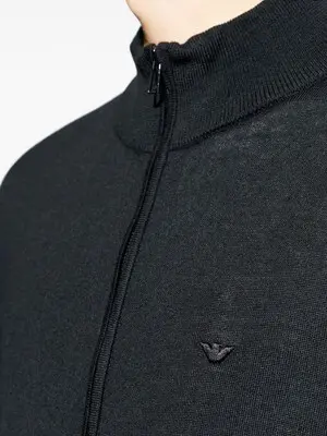 Emporio Armani Zip-up Fine Knit Wool Cardigan