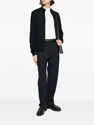 Emporio Armani Zip-up Fine Knit Wool Cardigan