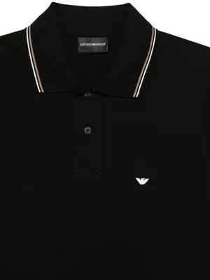 Emporio Armani Logo Cotton Polo Shirt - Black