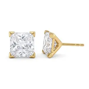 Zahav Jewelry 10k Solid 5mm Princess Cut Cz Stud Earrings - Gold