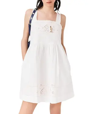 Maje Short Dress With Lace Trim - White