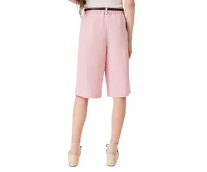 Maje Pleated Linen Blend Bermuda Shorts