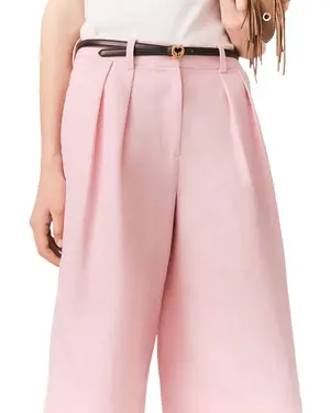 Maje Pleated Linen Blend Bermuda Shorts